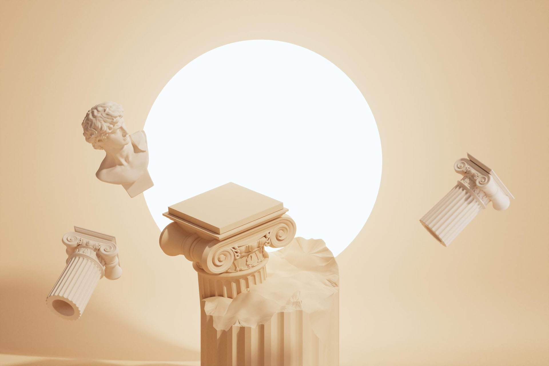 ancient-column-pedestal-isolated-museum-piece-background-greek-man ...